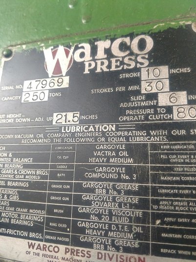 Warco Model 250-2-96 CC